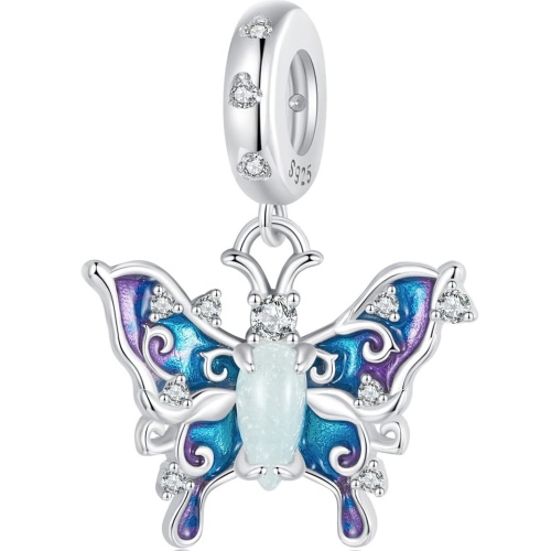 Charms do Pandora świecąca w ciemności - Fioletowo-niebieski motyl ...